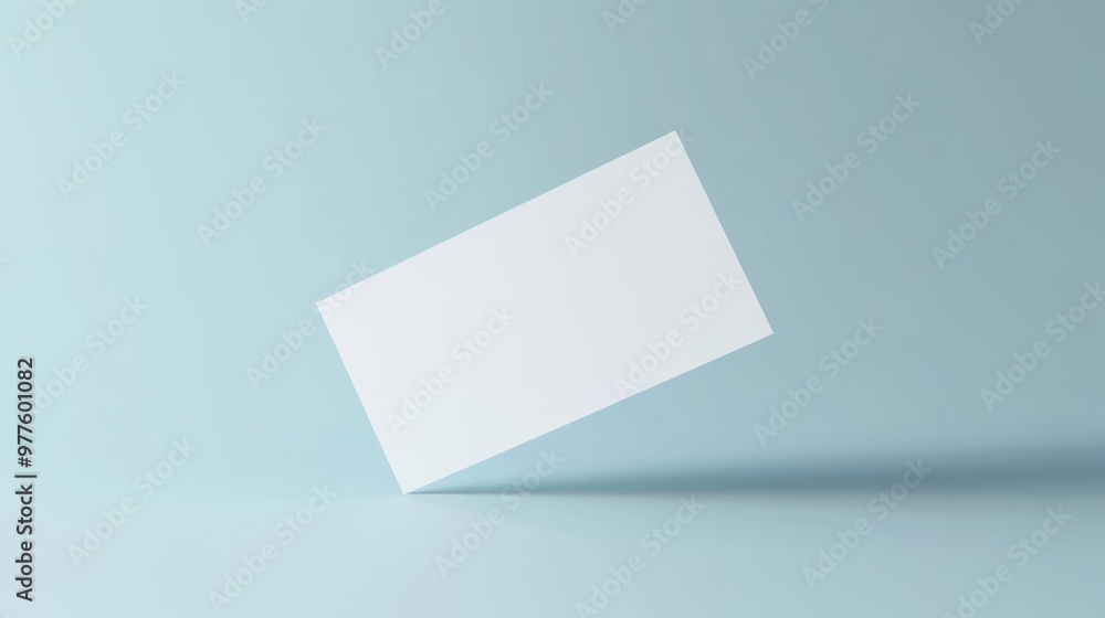 Blank white 3D visiting card template floating on a clean background ...