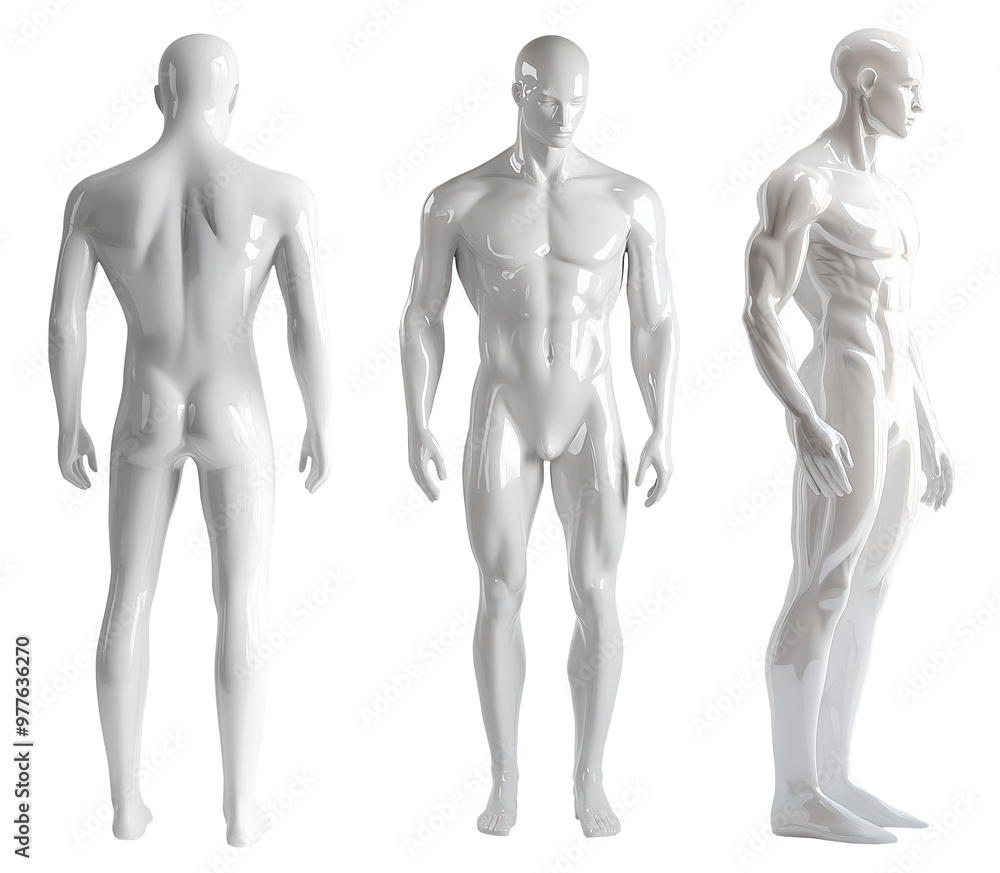 Foto de Stock Set of white full body shiny glossy muscular male man ...