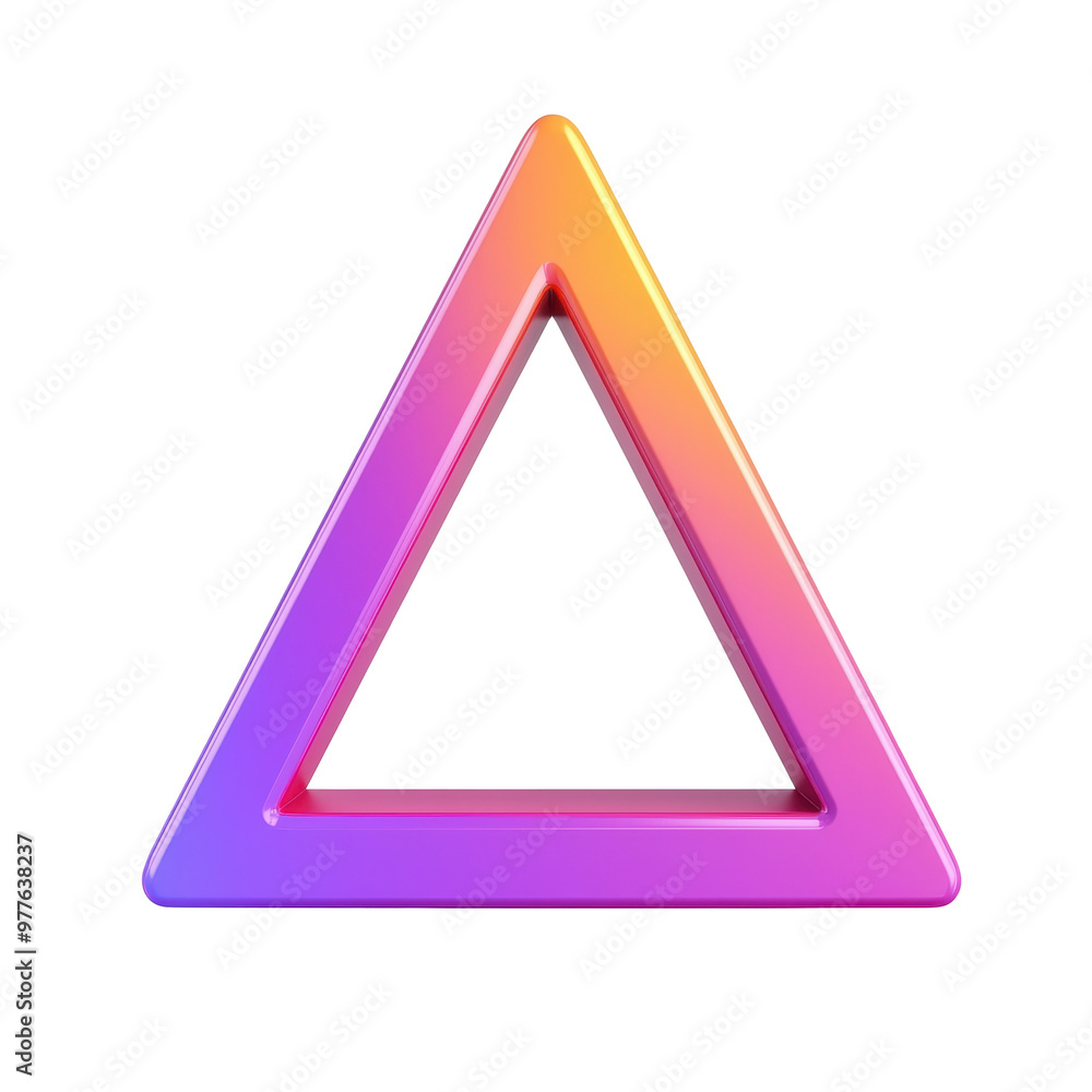 Hollow triangle with gradient colors transitioning from pink to yellow ...