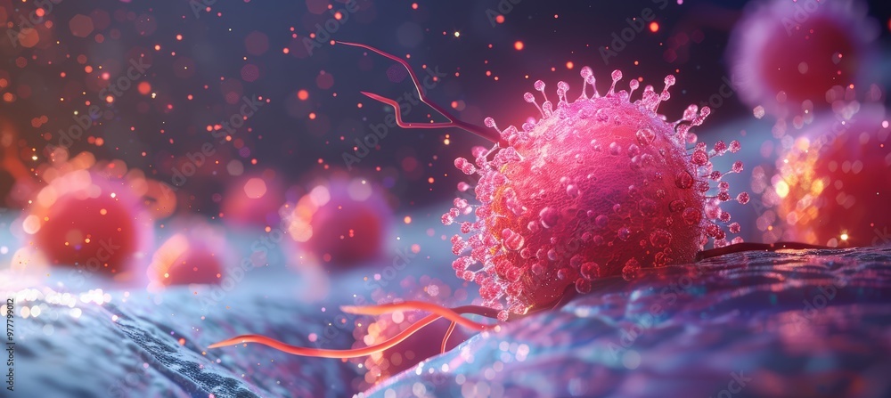 Detailed 3D Graphic of Breast Cancer Cell Development in Breast Tissue ...