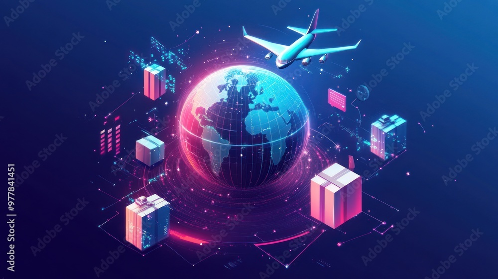 Global Ecommerce and Shipping Stock Illustration | Adobe Stock