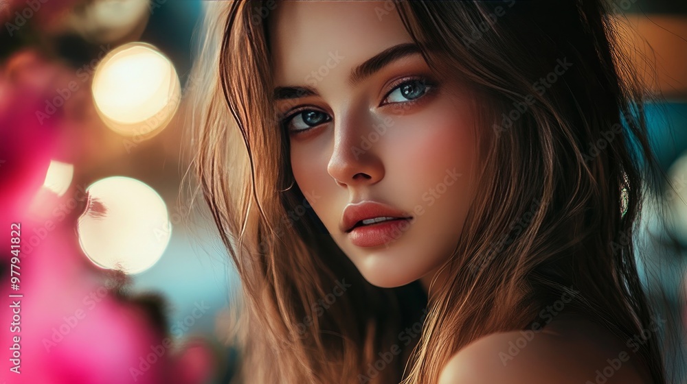 Gorgeous, seductive model, elegant posture, blurry background, Vogue ...