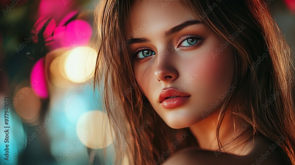 Gorgeous, seductive model, elegant posture, blurry background, Vogue ...