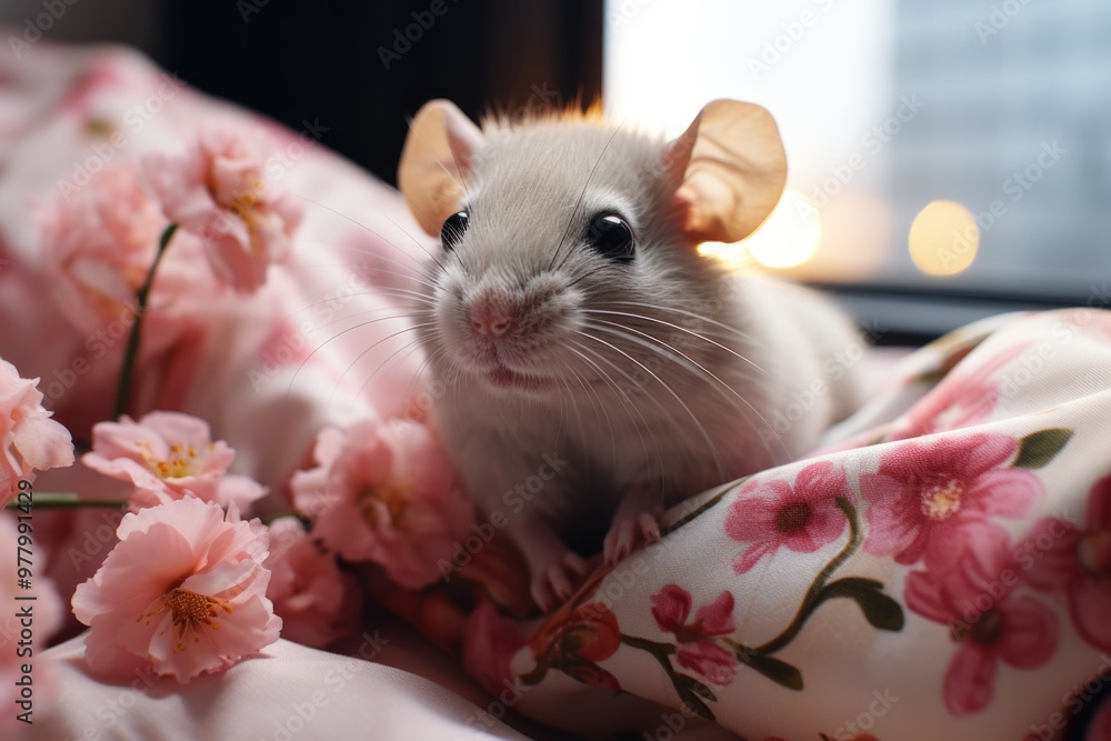 Japanese cute rat repeated anime art style patterns with pastel colors ...
