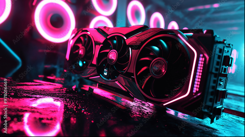 design of a futuristic ultra gaming GPU graphics card with RGB light ...