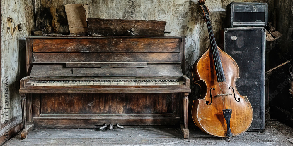 Acoustic Asylum: An abandoned room with an old grand piano, a rustic ...