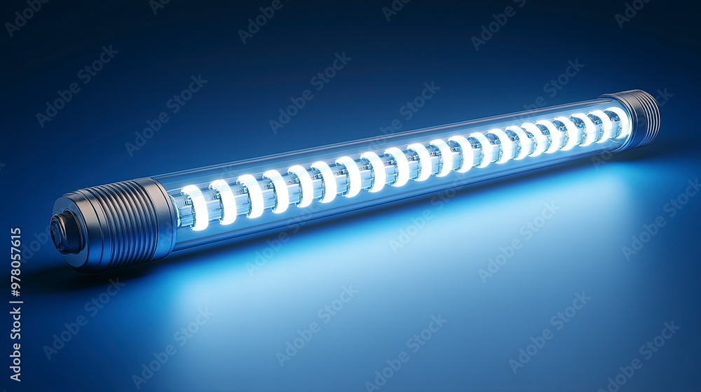 Fluorescent light bulb with a tube shape, bright white light, installed ...