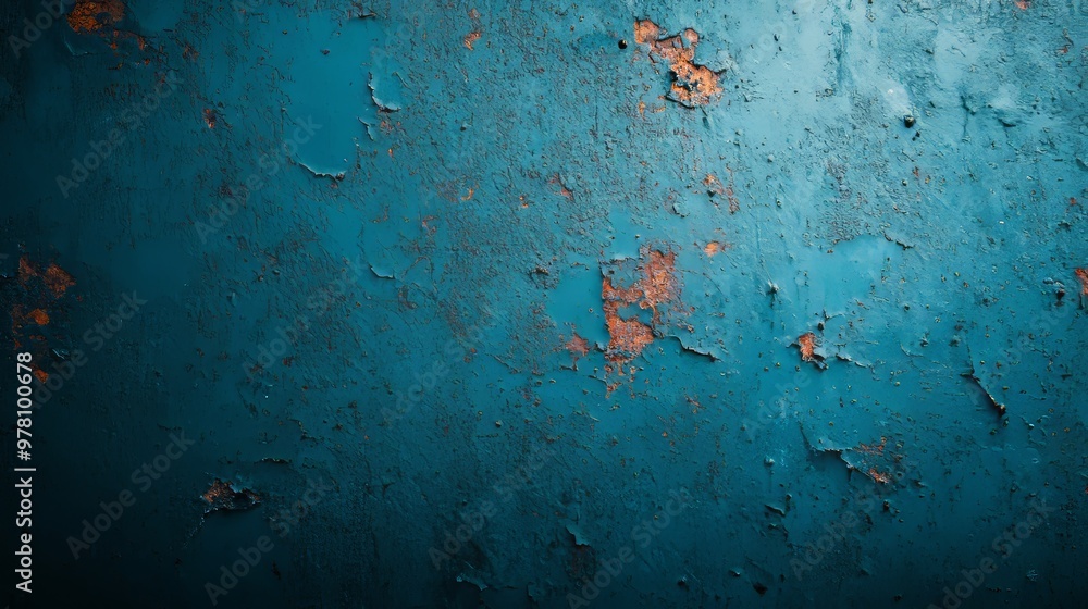 Heavily worn factory wall with peeling layers of old paint, rust ...