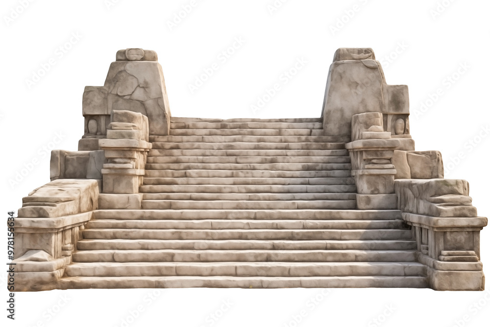 Front View To An Ancient Mayan Pyramid Stone Steps Png Isolated On