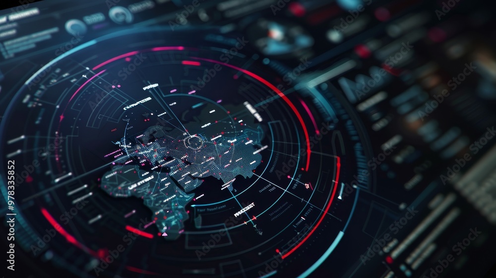 Futuristic Digital Interface With Real Time Crime Prediction Data Map