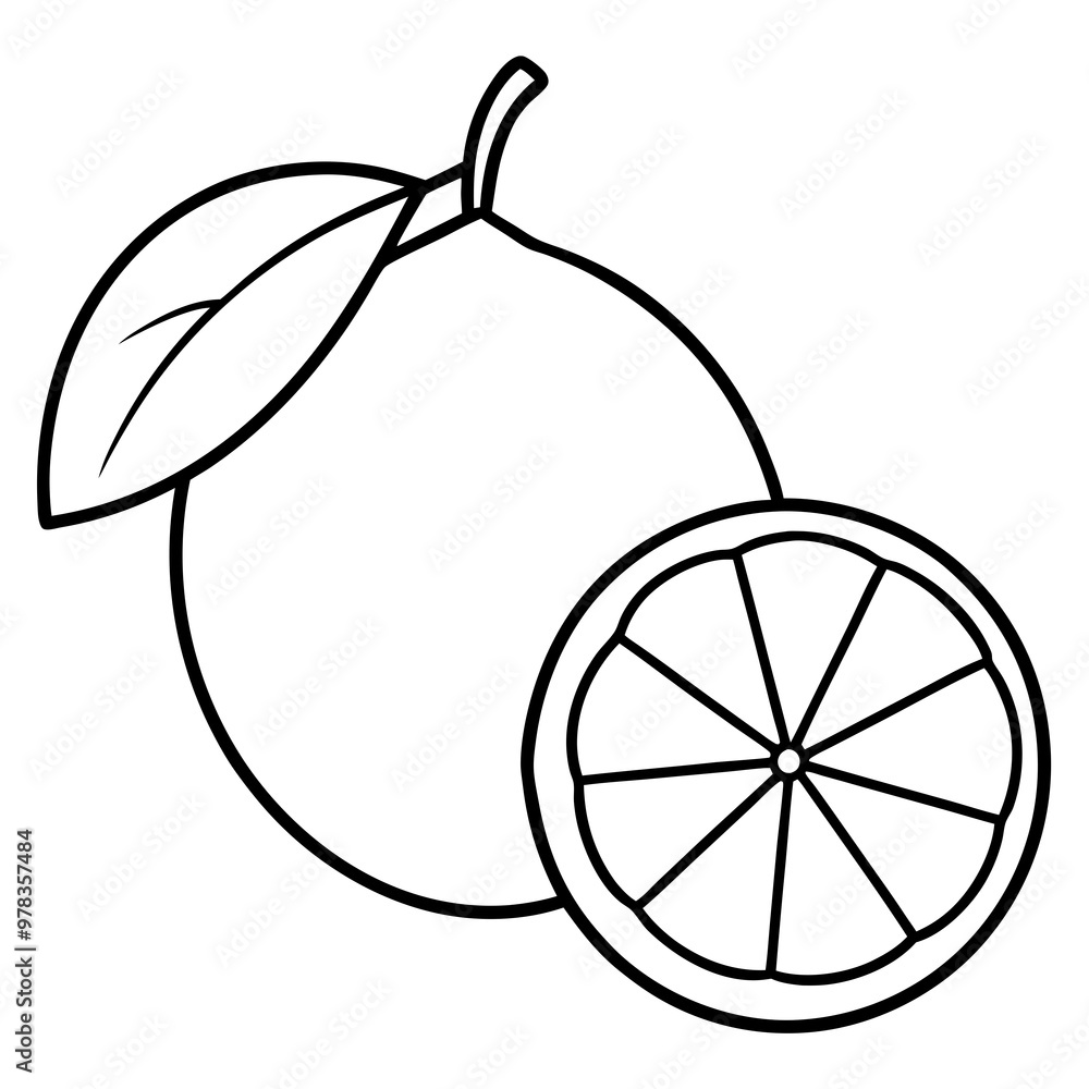 Lemon line art vector illustration Stock Vector | Adobe Stock