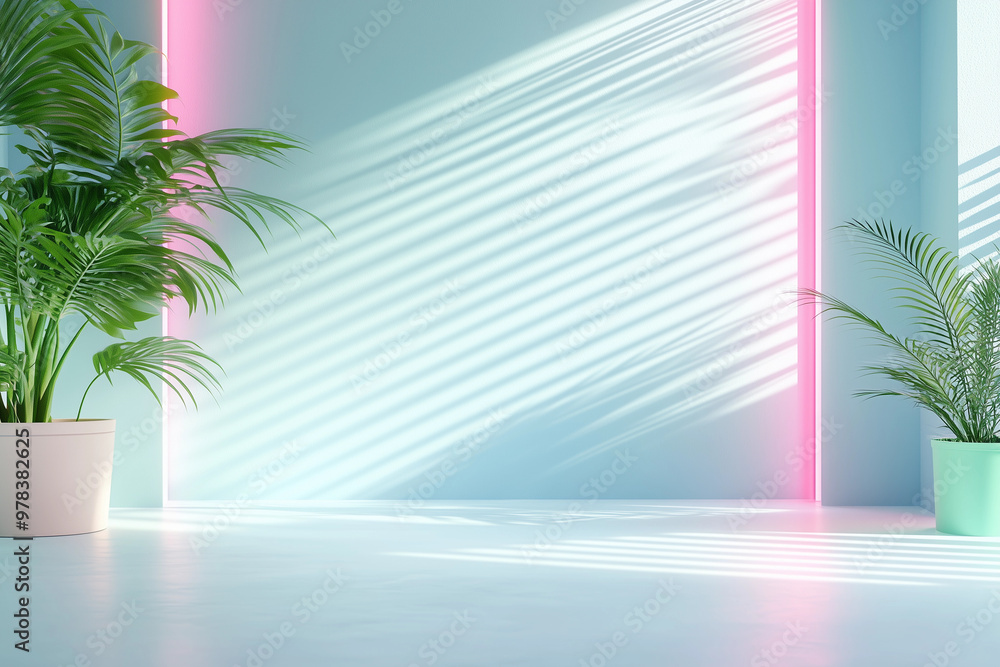Lux summer simple pastel 80s miami backdrop indoor plants shadows ...