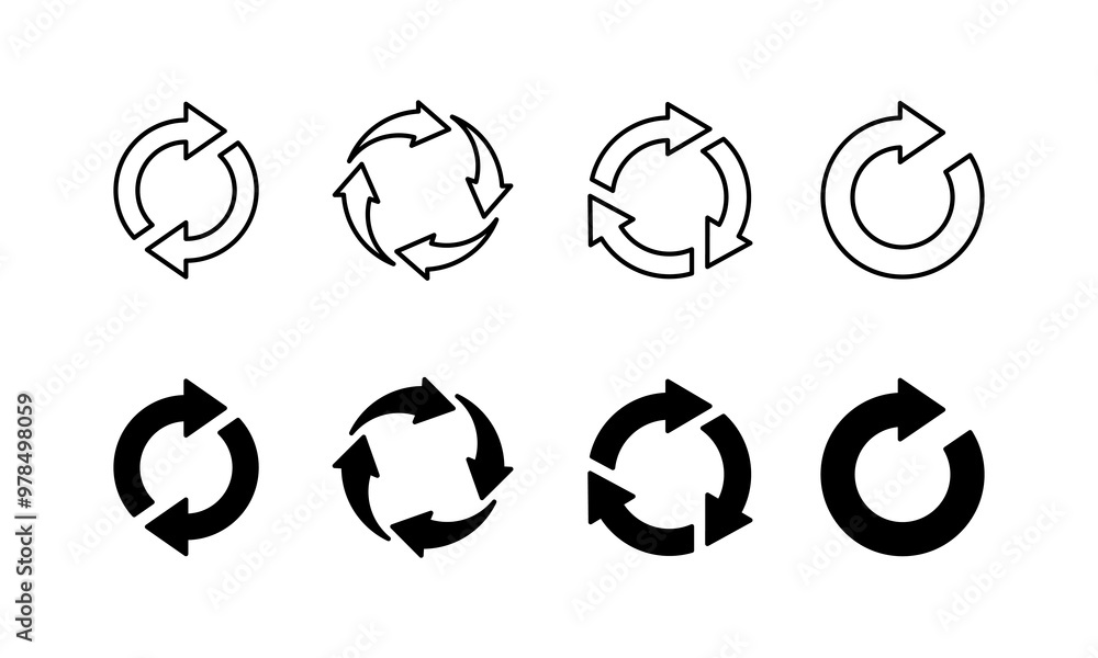Cycle arrow symbol. Circular arrow symbol for loop process infographic. Refresh symbol. Stock ...