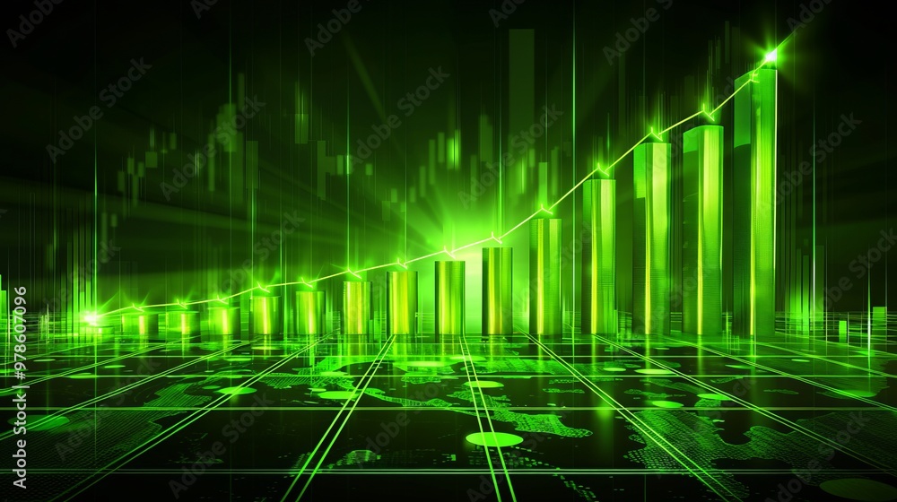 Dynamic bar charts illustrating positive trends in eco investing and ...