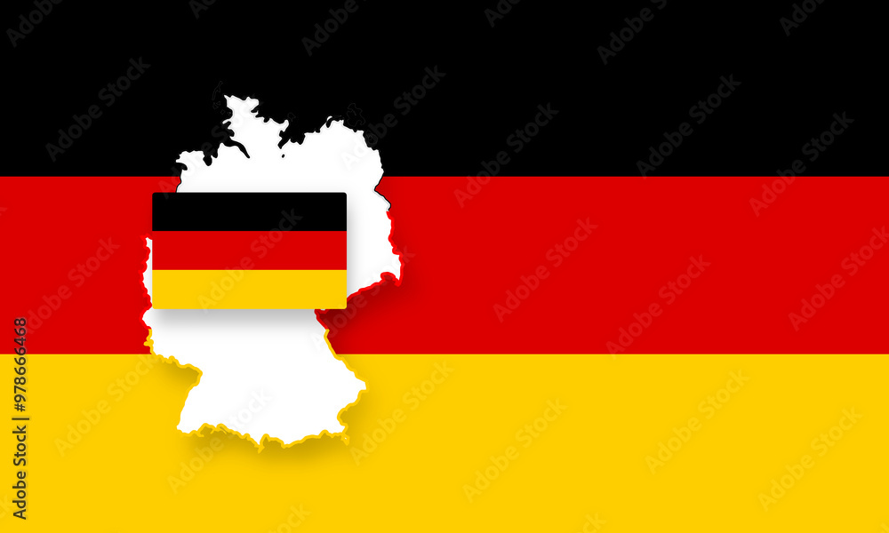 map of Germany in the colors of the flag of Germany, black red golden ...