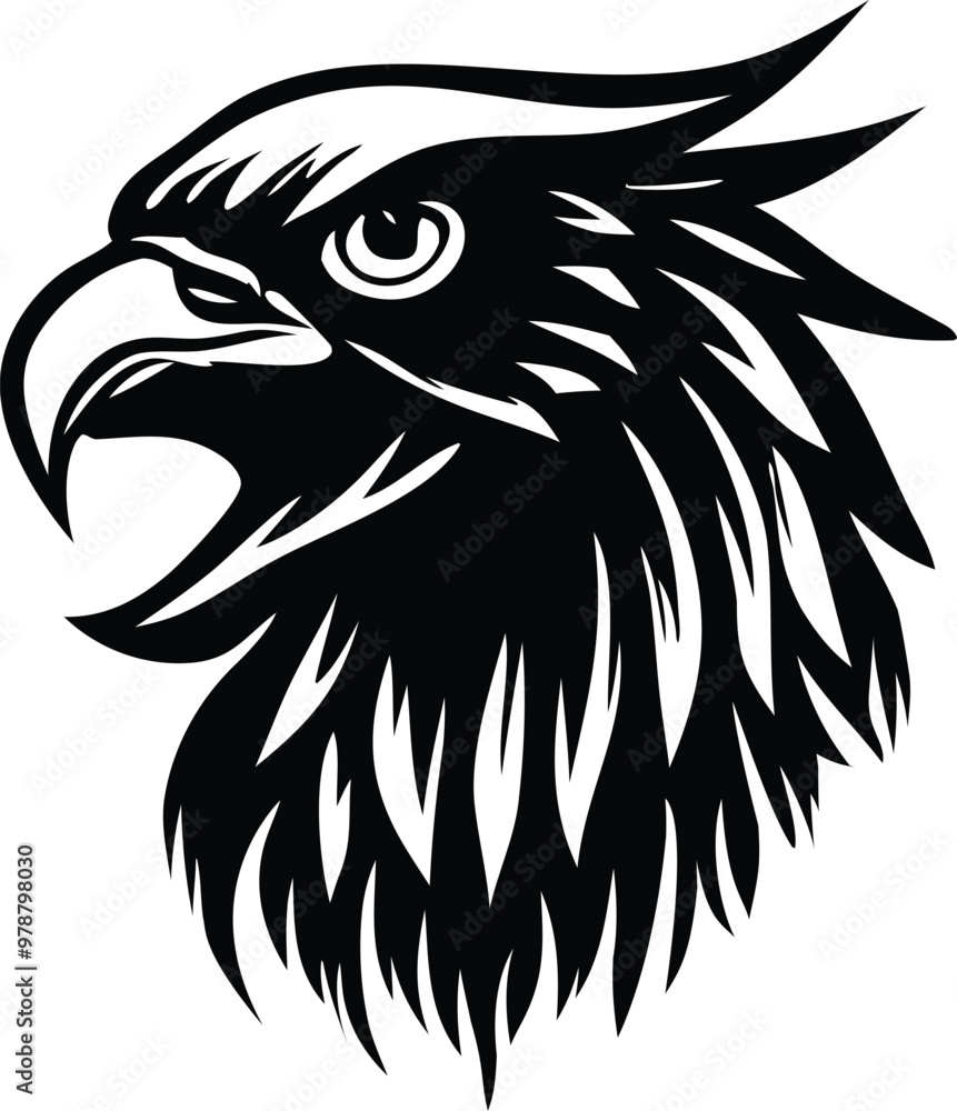Eagle head vector silhouette, concept art design, eagle side view ...