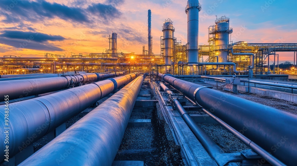 A large underground gas storage facility with pipelines connecting the ...