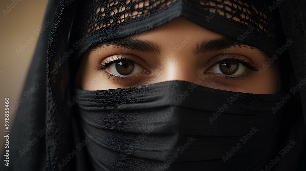 Most beautiful veiled woman with only eyes visible, full of mystery ...