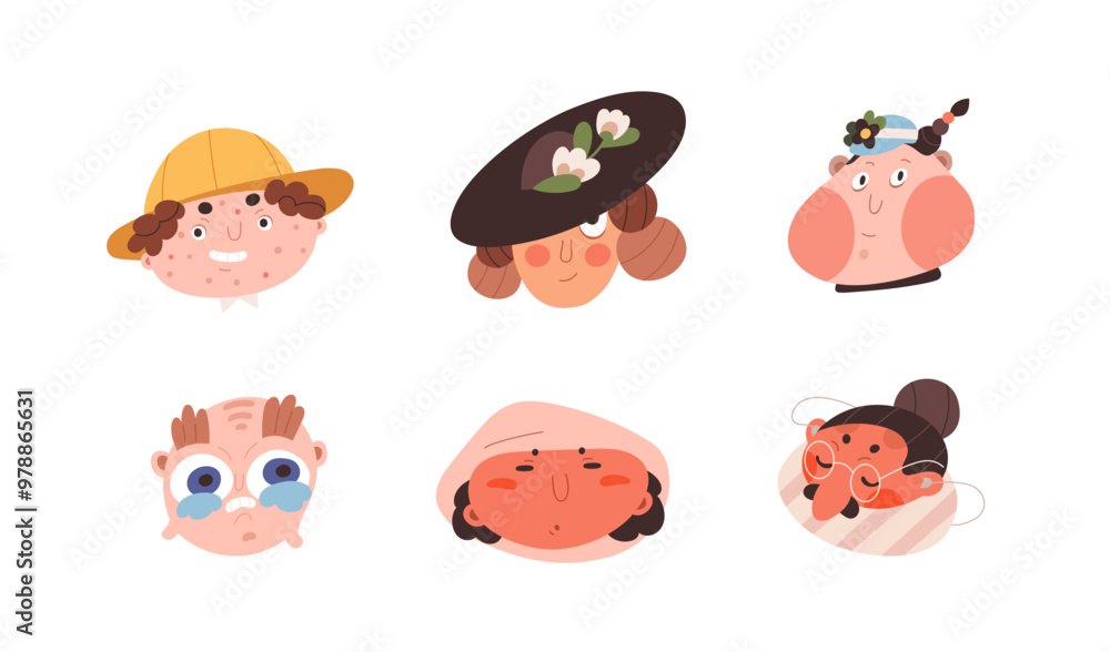 Comic funny faces set. Humor freak characters, ugly avatars. Freaky ...