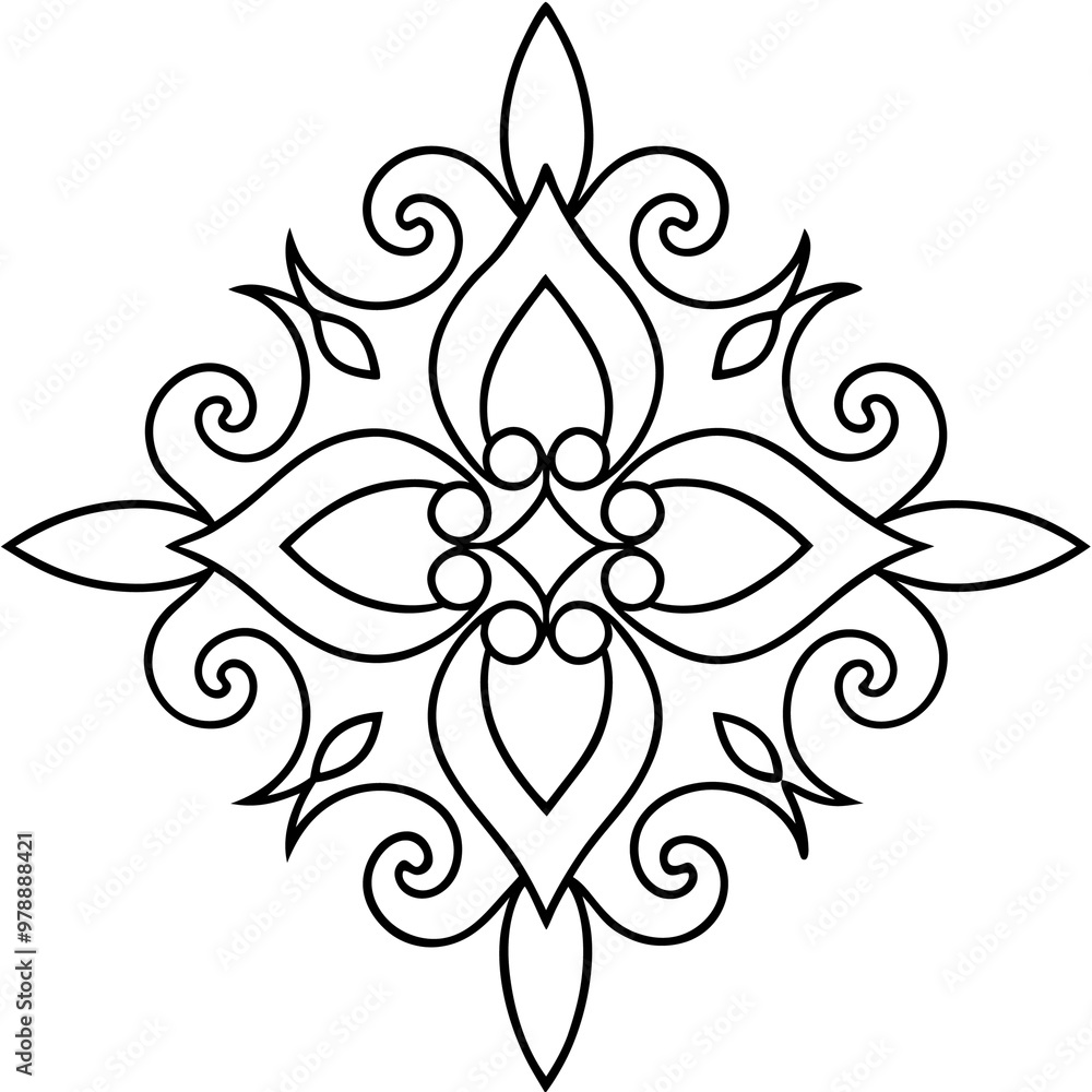 ornamental elements outline coloring book page line art drawing Stock ...
