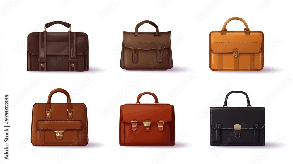 Work or school bag cartoon illustration set isolated on white ...