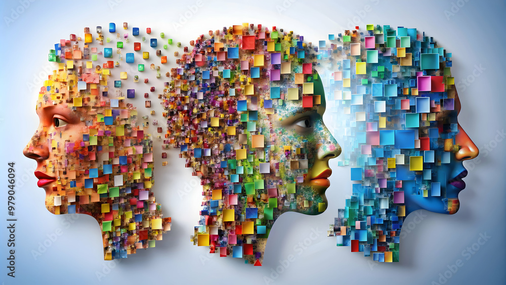 Abstract concept of various personalities , human behavior, diversity ...