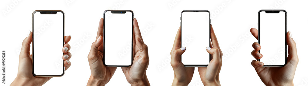 set of mobile phone mockup templates isolated on transparent background ...