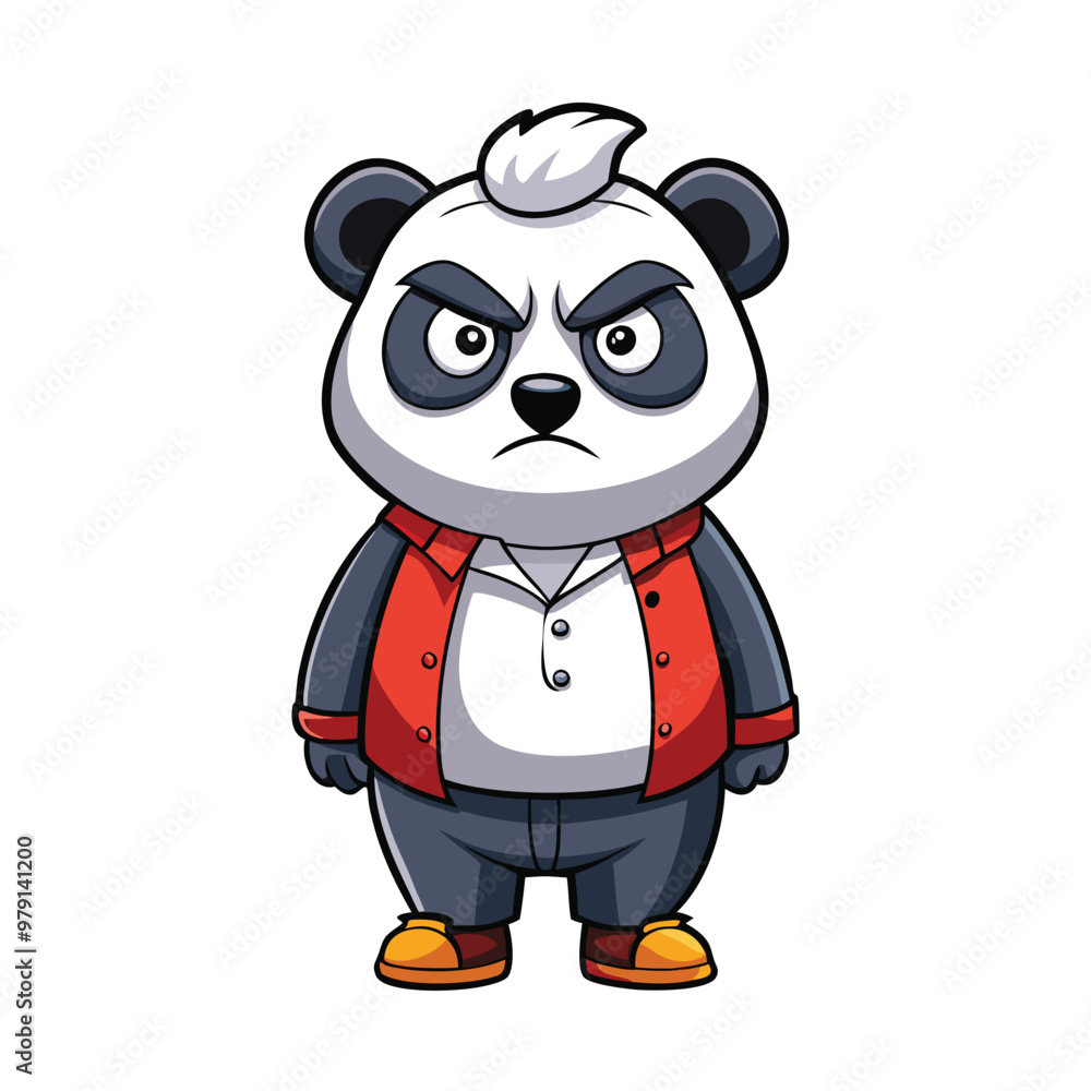 Cute Angry Smart Panda Cartoon Vector Design illustration png cutout on ...