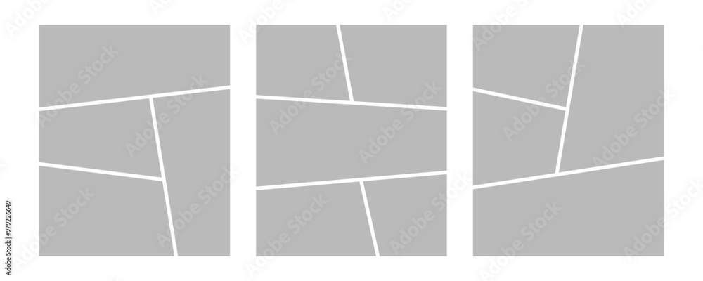 Set of collage grid manga comic storyboard layout panel blank template ...