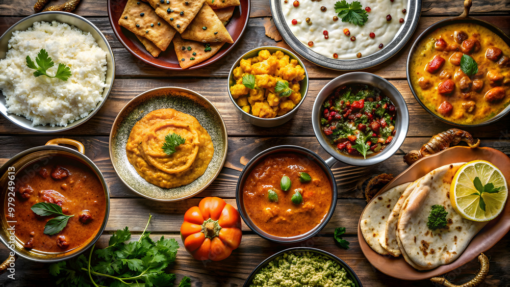Restaurant Indian food photoshop design featuring traditional Indian ...