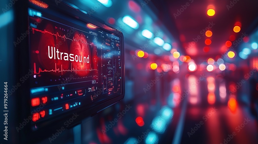 An advanced hospital monitor displays detailed ultrasound data in a ...