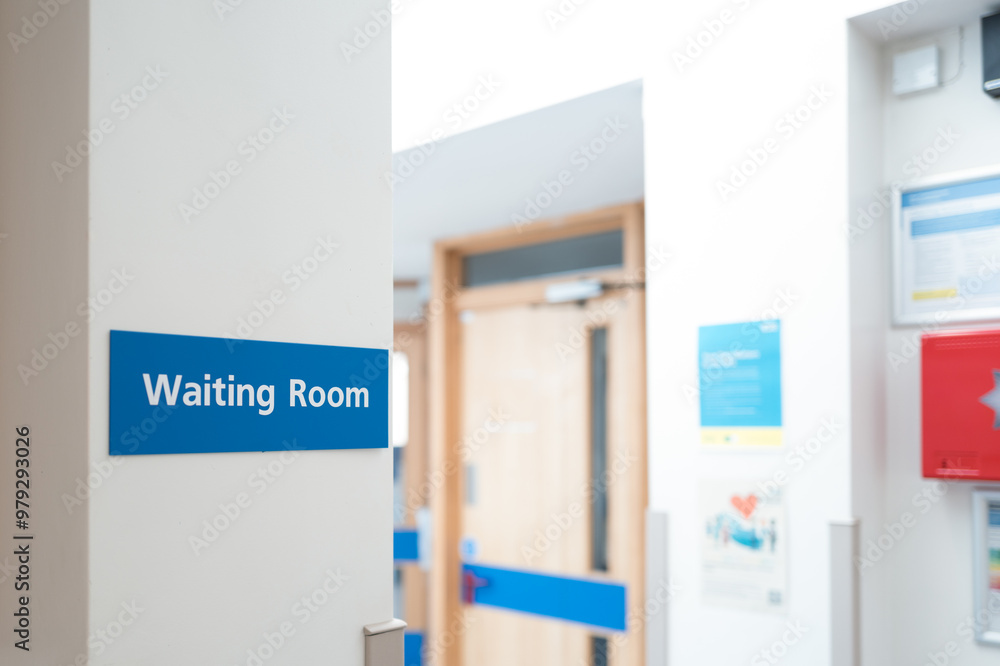 Typical British hospital and GP waiting room sign seen within a patient ...
