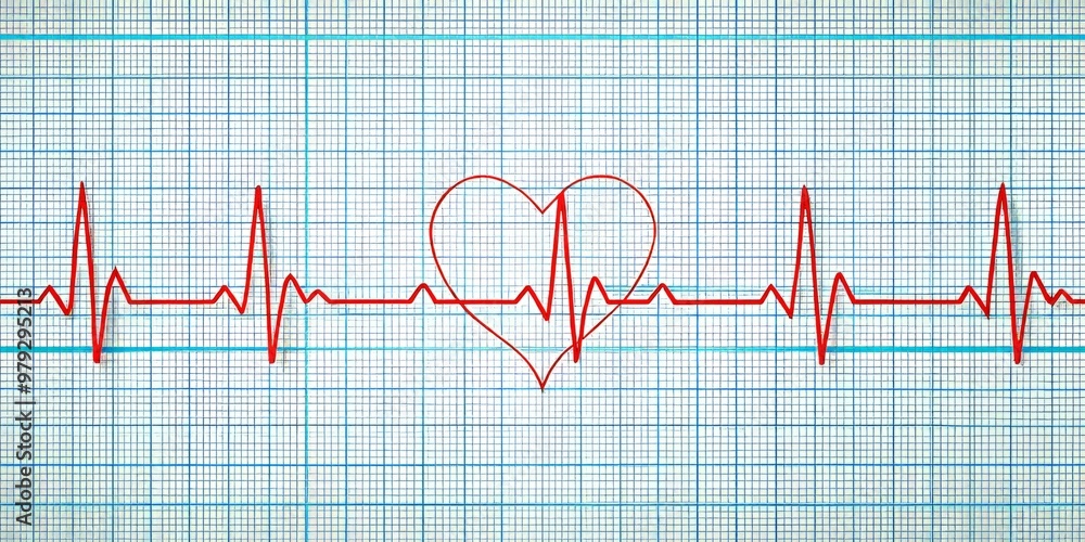 A detailed illustration of an electrocardiogram graph showing abnormal ...