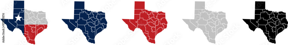 Texas outline map icon, Texas map with highlighted white borders ...