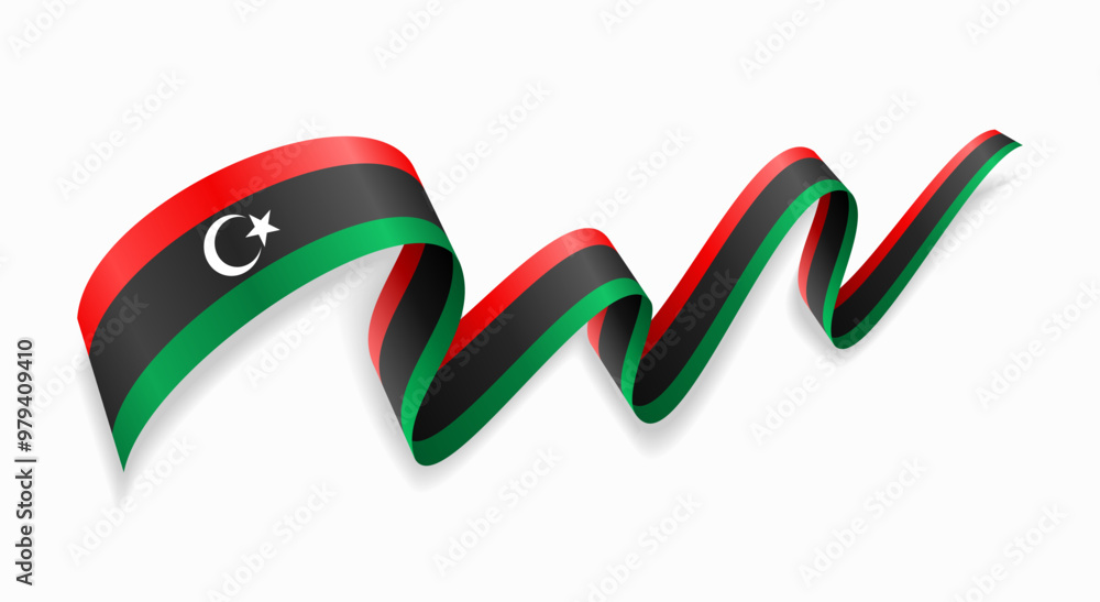 Libyan flag wavy abstract background. Vector illustration. Stock Vector ...