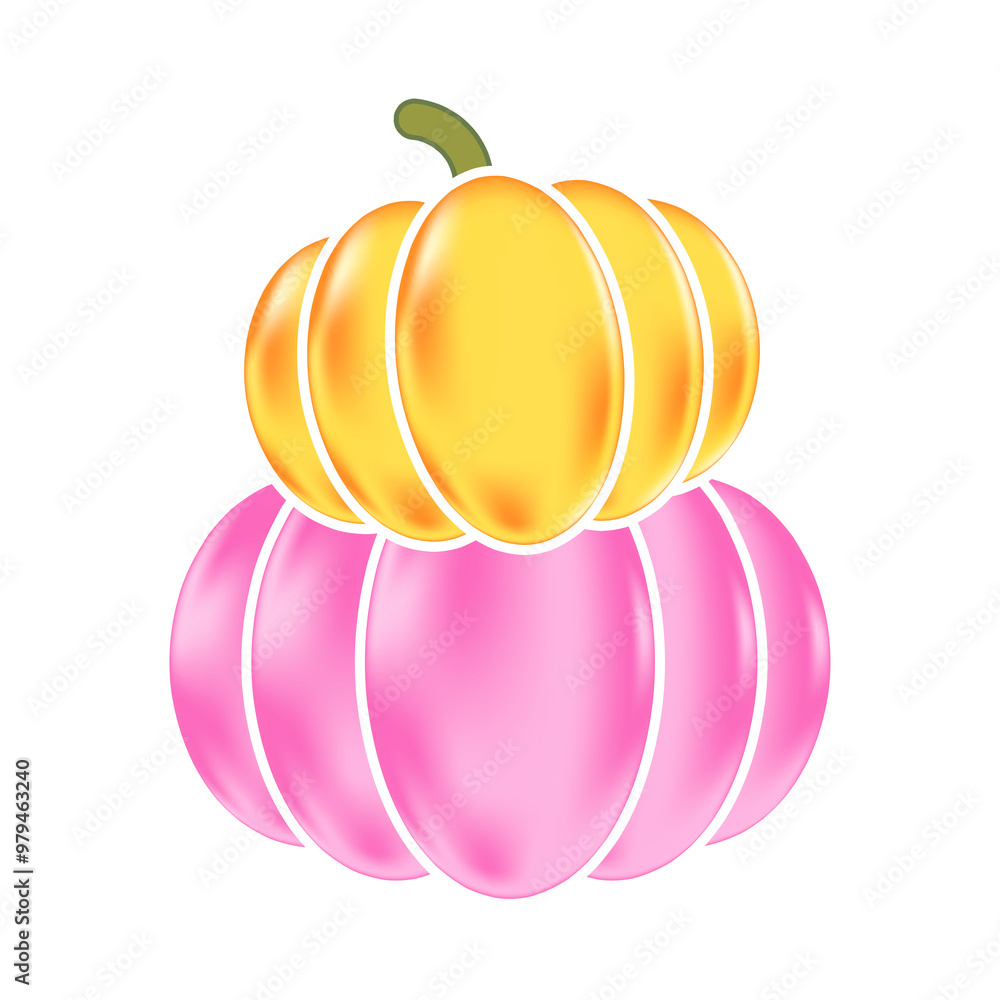 Cute 3D pumpkin stack PNG, isolated transparent clipart. Princess pink ...