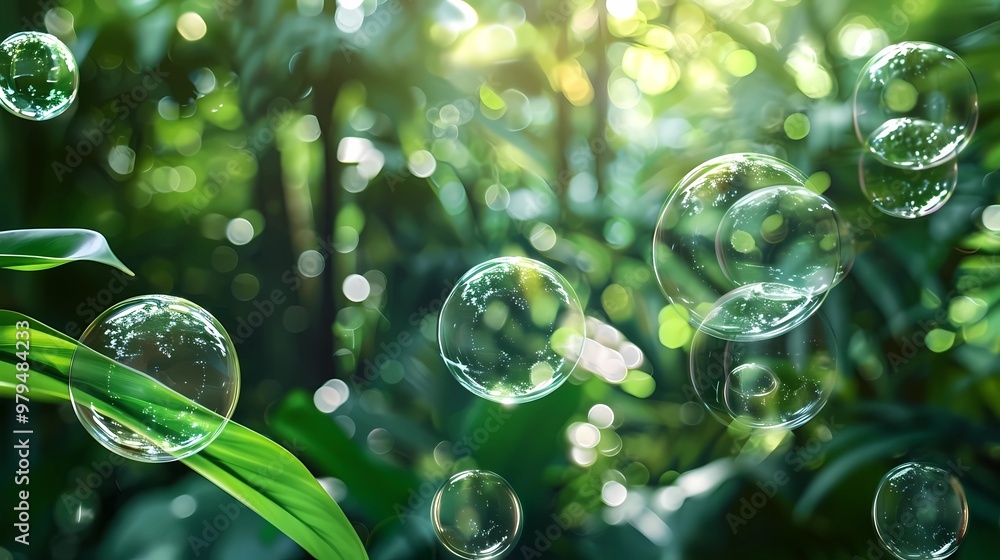 An O2 bubbles in the middle of a lush forest are a metaphor for the ...