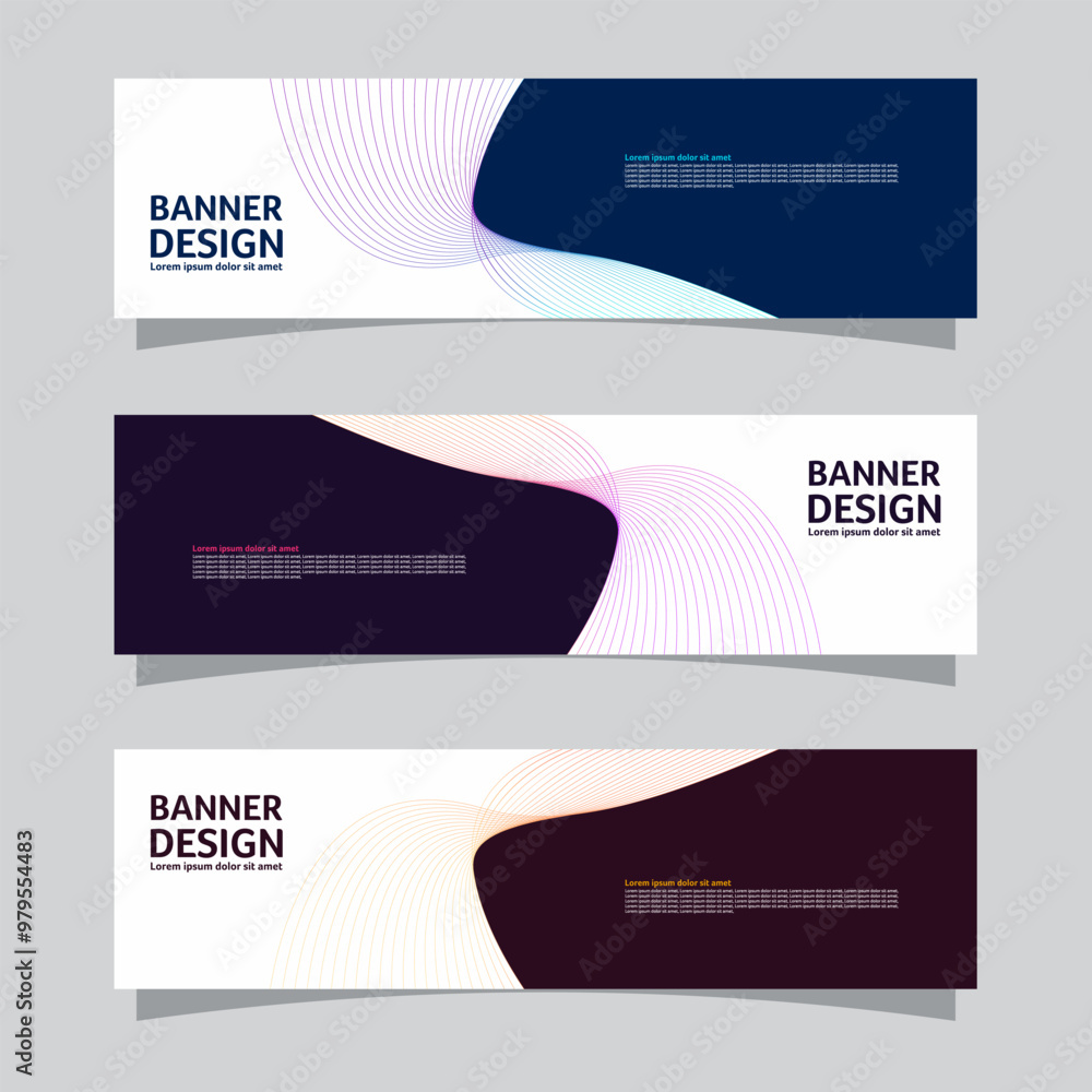 Vector set of landscape banner background design concept. Colorful ...