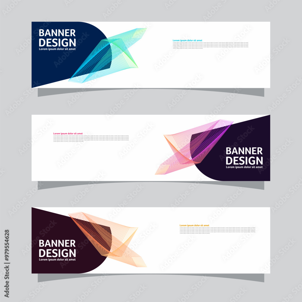 Vector set of landscape banner background design concept. Colorful ...
