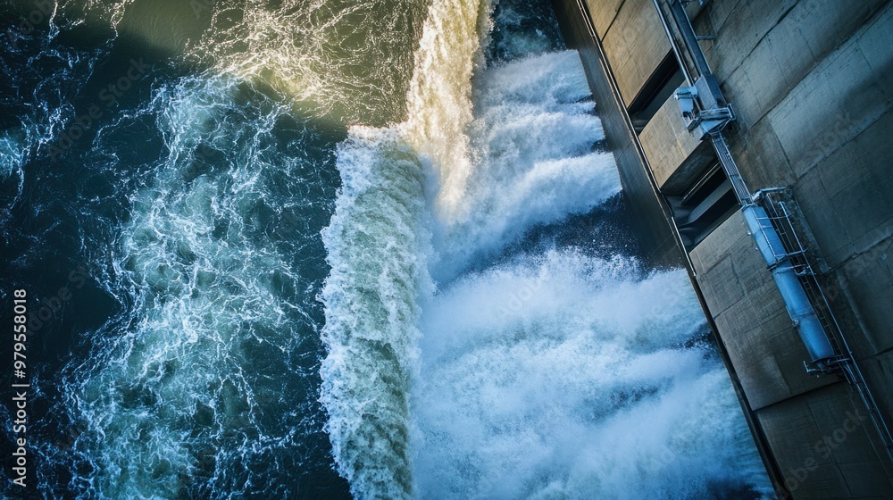 ภาพประกอบ Stock Water cascading over the top of a hydroelectric dam ...
