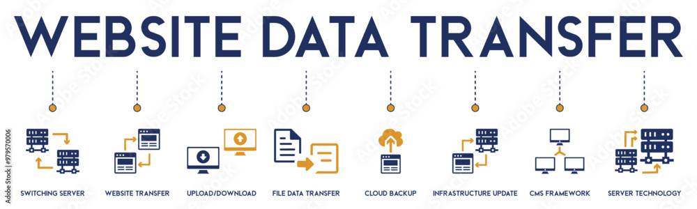 Website Data Transfer banner website icons vector illustration concept ...