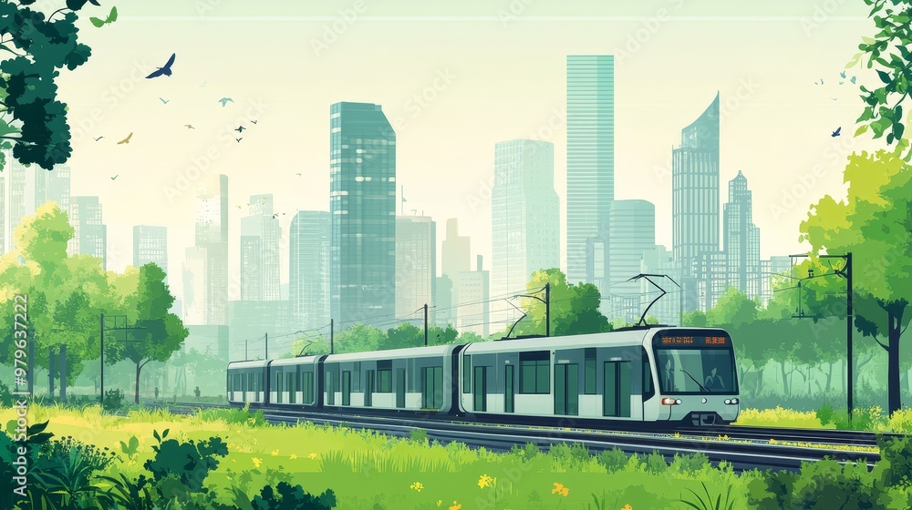 The minimalist background design of a modern green low-carbon city ...