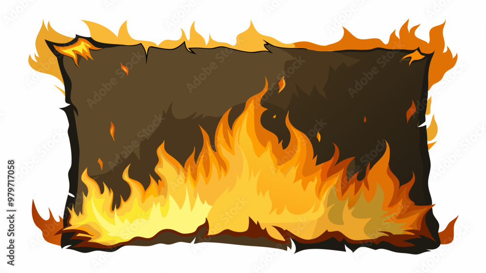 Isolated burn paper page edge with fire vector effect. Realistic burnt ...