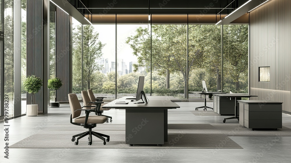hyper modern tables in perpendicular and grid formation office layout ...