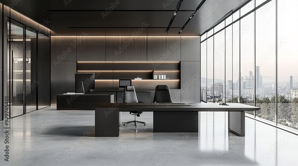 hyper modern tables in perpendicular and grid formation office layout ...