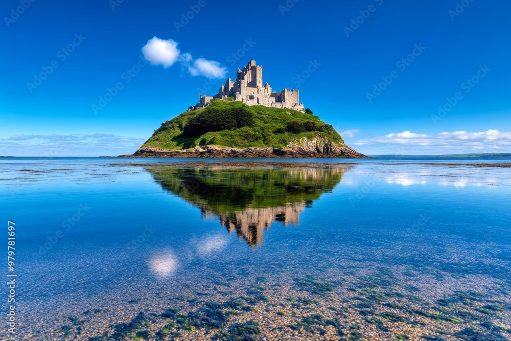 British Isles coastline at St Michaelâ€™s Mount, with the ancient ...