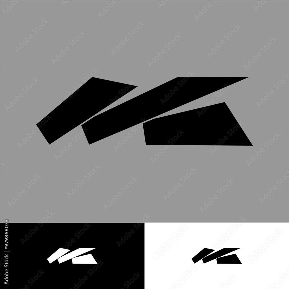 title label of sharp rock pile in mosaic silhouette style illustration ...