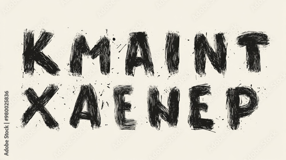 Hand drawn doodle ink pen alphabet. Handwriting font. Letters, numbers ...
