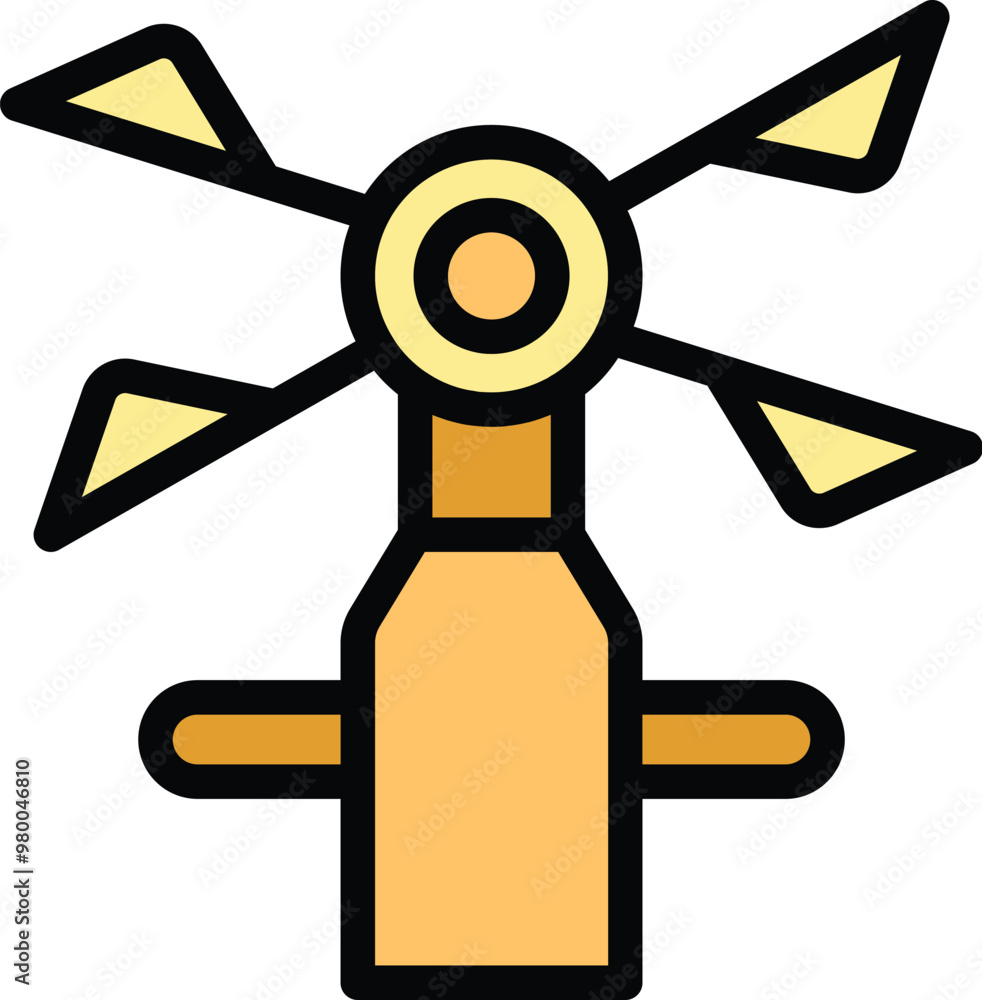 Cartoon icon of a wind turbine generating clean energy with its ...