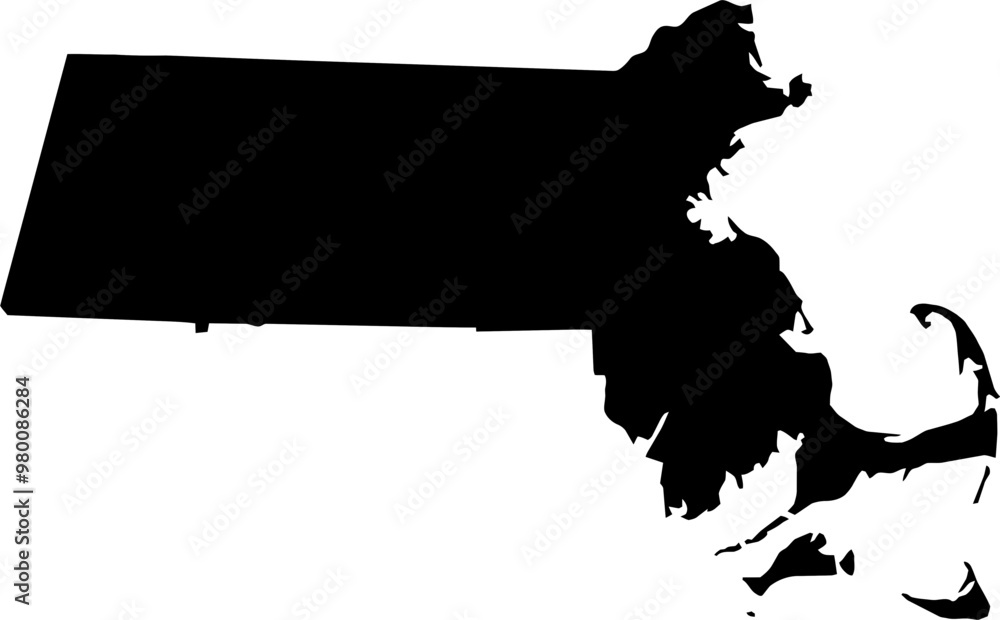 Contour map of the state of Massachusetts, USA. Vector graphic ...